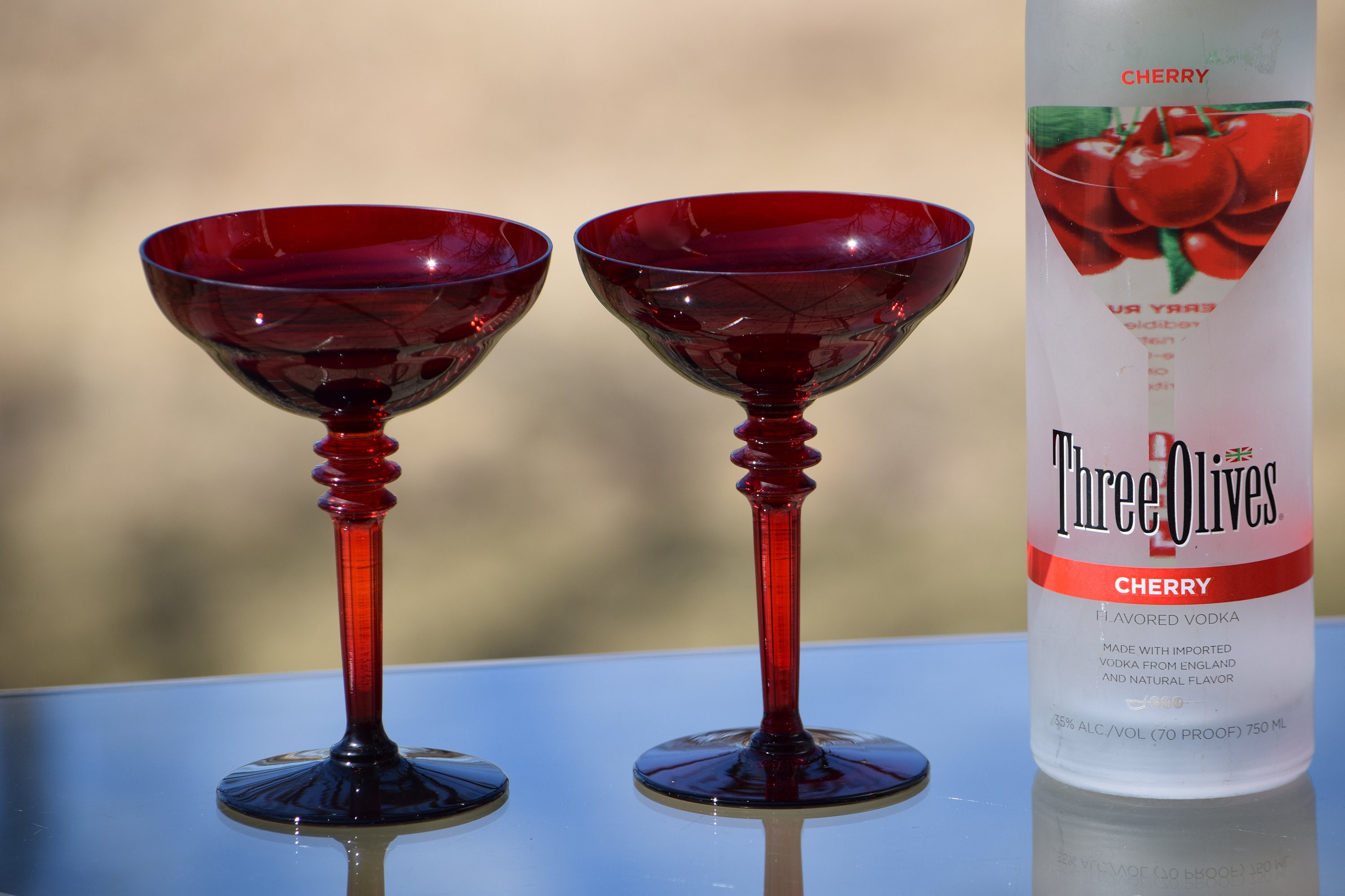 Vintage Ruby Red CRYSTAL Cocktail Glasses ~~ Champagne Coupes, Set of 3 ...