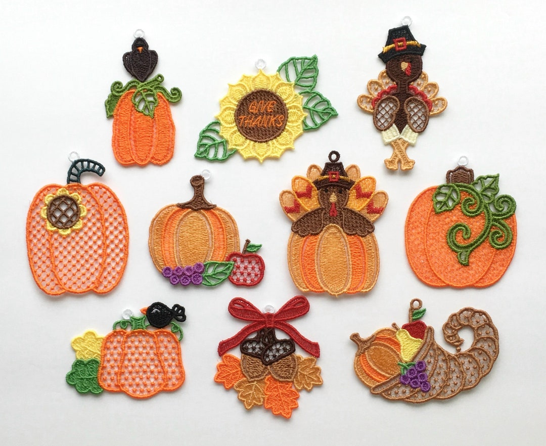 Thanksgiving Ornaments, Set of 10, Autumn Ornaments, Fall Tree ...