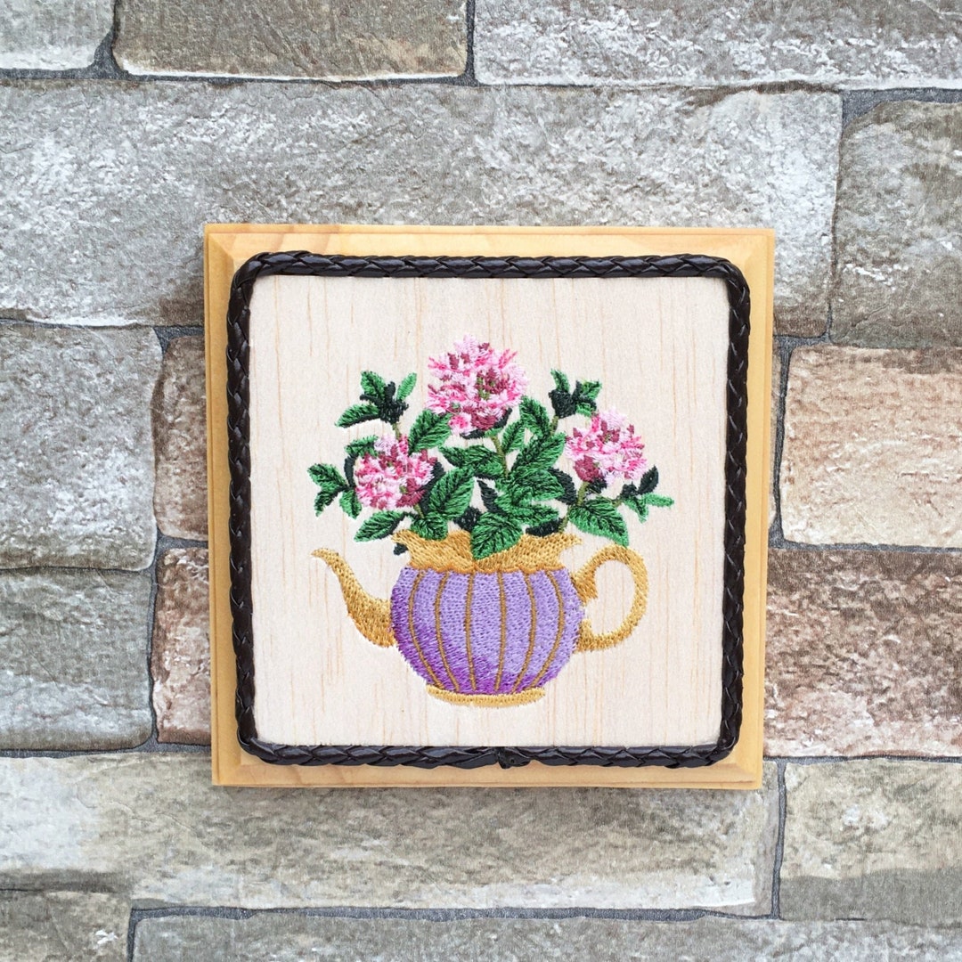 Teapot Gift, French Country Kitchen Wall Decor, Birthday Gift, Herb ...