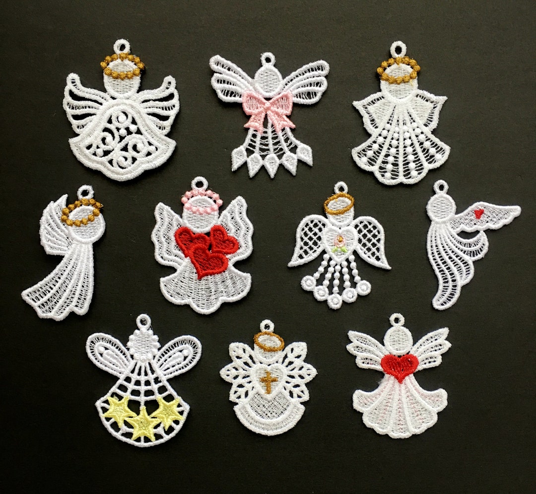 Mini Angel Ornaments, Set of 10, Guardian Angel Tree Decorations, Gift ...