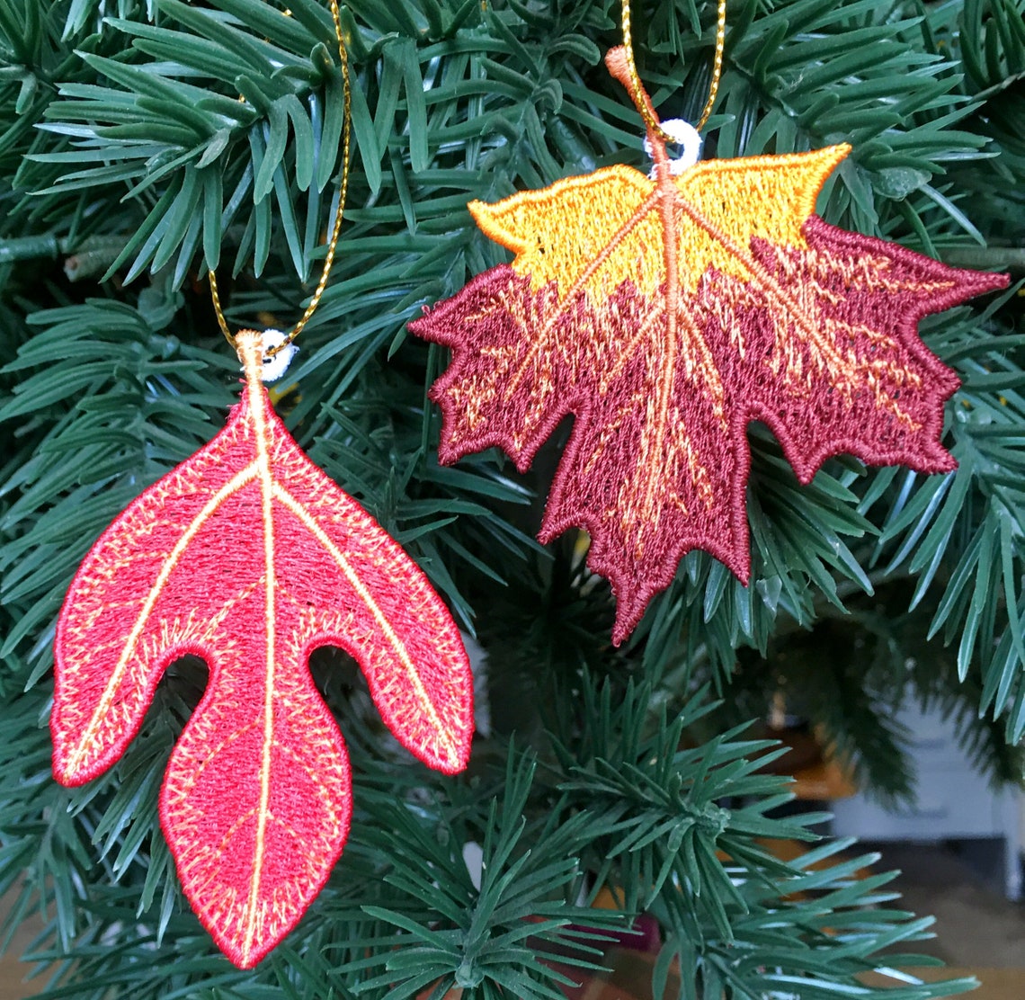 Fall Leaf Ornaments Set of 10 Autumn Leaves Theme Tree - Etsy