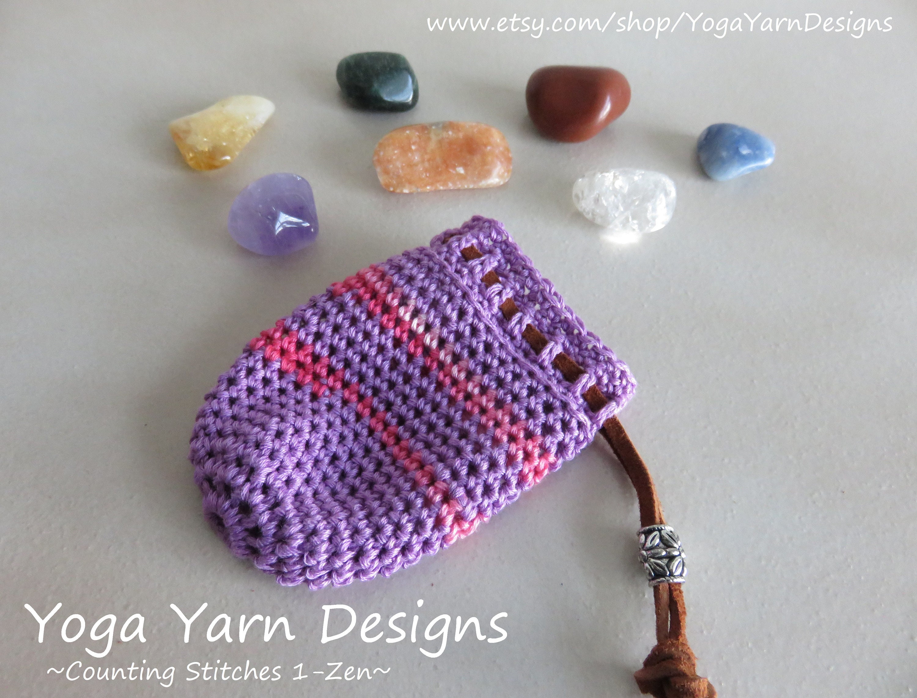 Chakra Stone Set With Violet Crocheted Pouch - Etsy