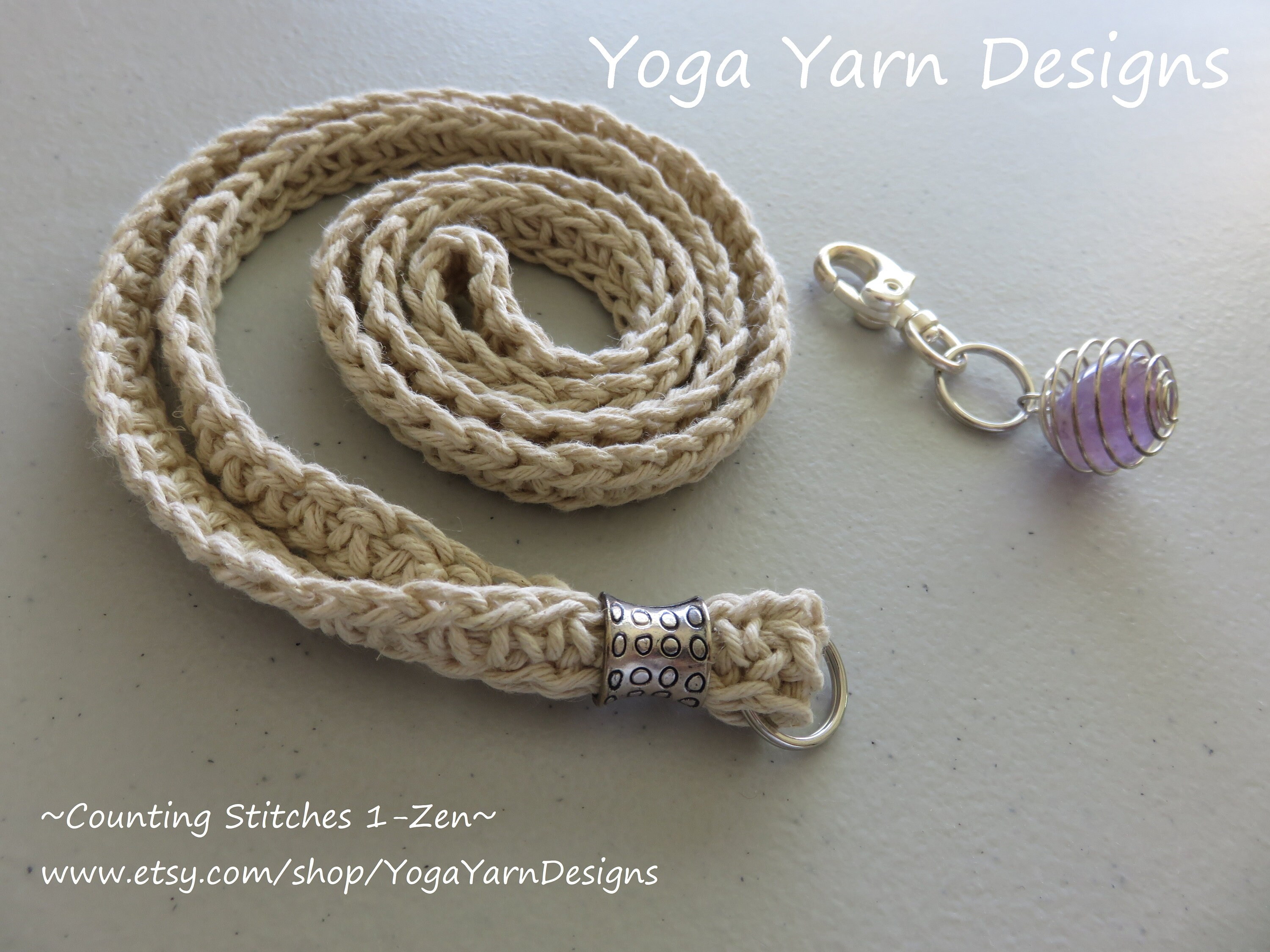 Crocheted Hemp Lanyard With Amethyst Crystal - Etsy