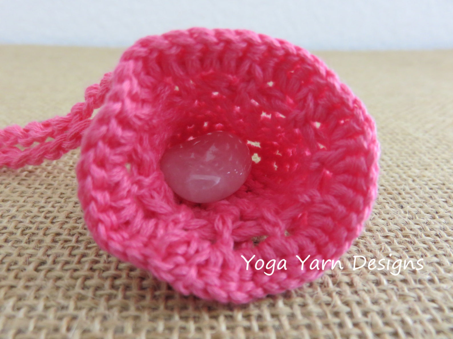 Crocheted Pouch Necklace With a Rose Quartz Stone, Gift for Her - Etsy
