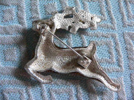 Vintage Tacky Rudolph the Reindeer Christmas Brooch - Gem