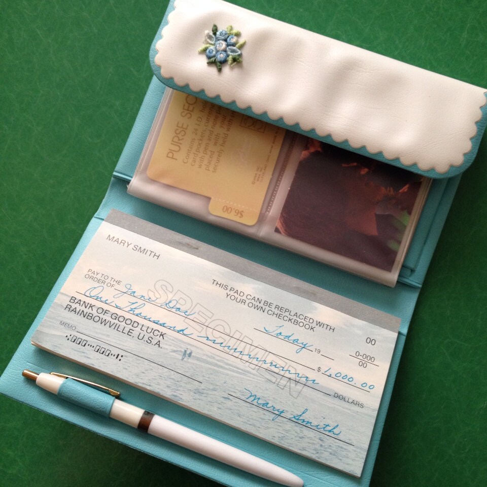 Vintage Blue Shaker Square Purse Secretary With Scalloped Edge and ...