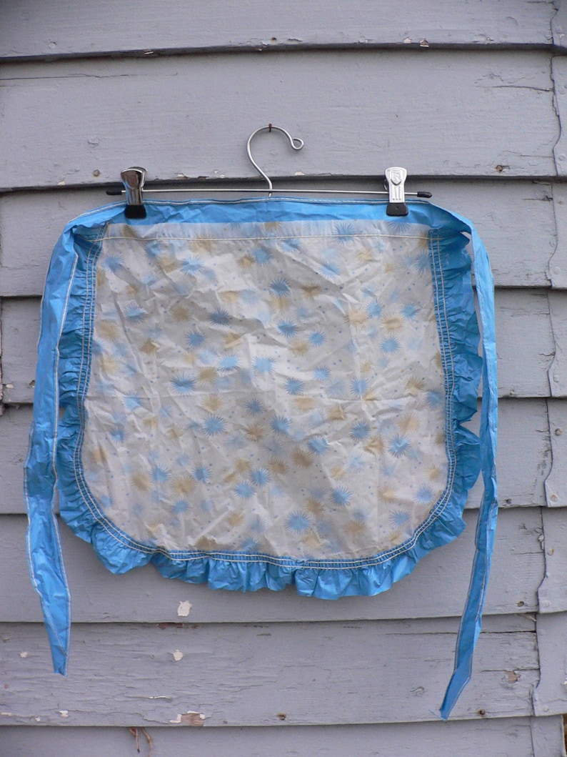 Vintage 1950s Plastic Apron With Blue and Gold Starbursts - Etsy