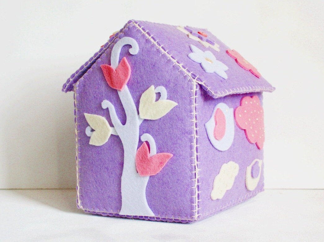 House Shaped Box of Felt, Toys Organizer - Etsy