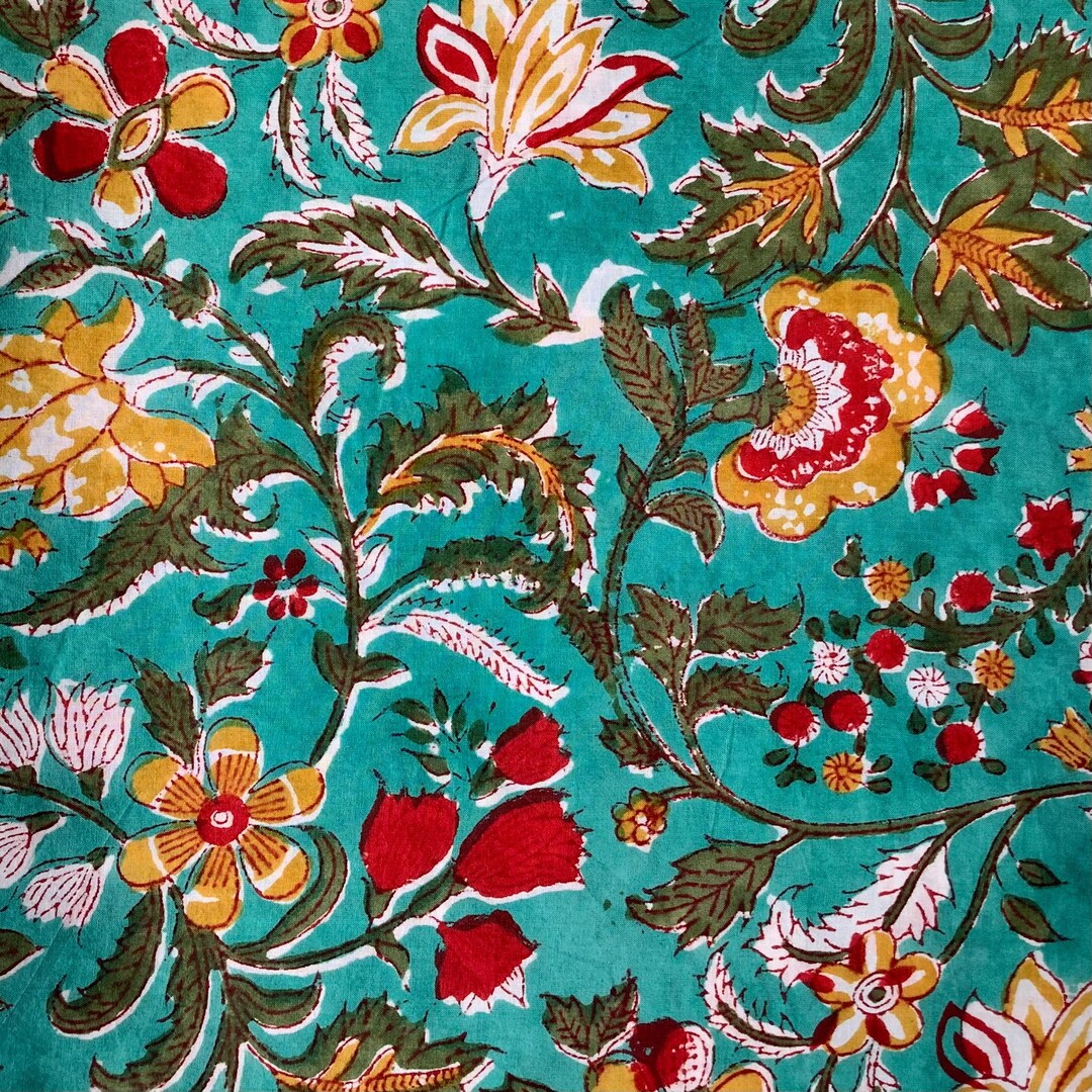 Indian Block Print Cotton Fabric: Kalamkari Dress Material - Etsy