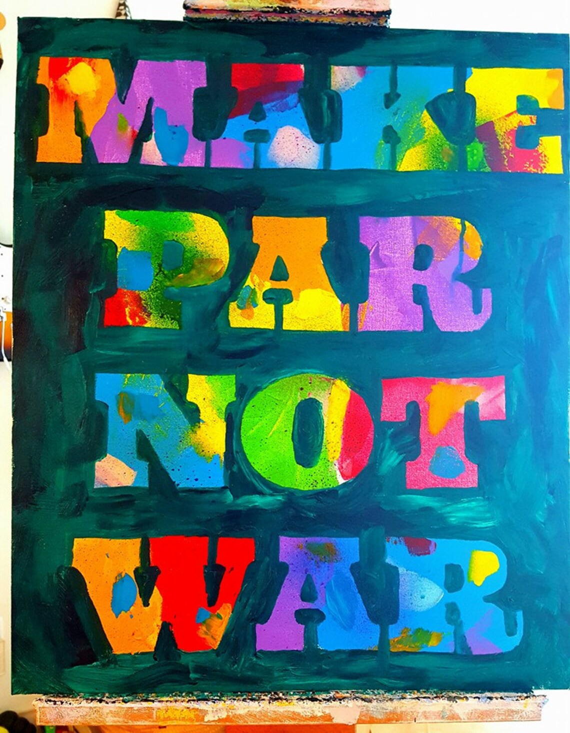 Make Par Not War 18" X 22" Acrylic on Canvas - Etsy