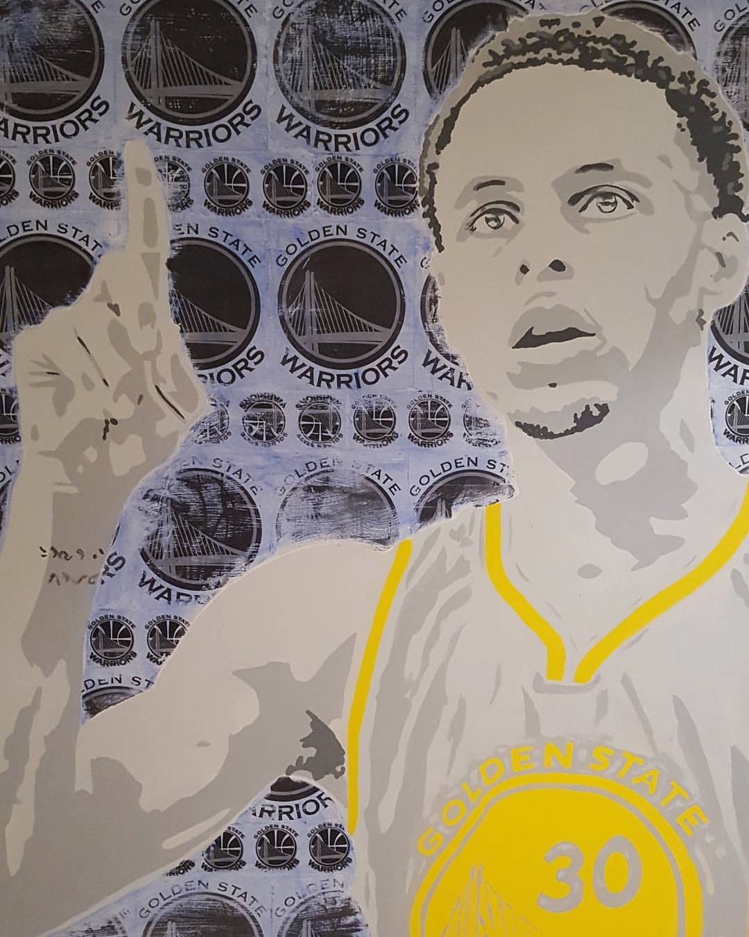 Autographed Stephen Curry Portrait by Victoria Schweizer 48x60" Mixed ...