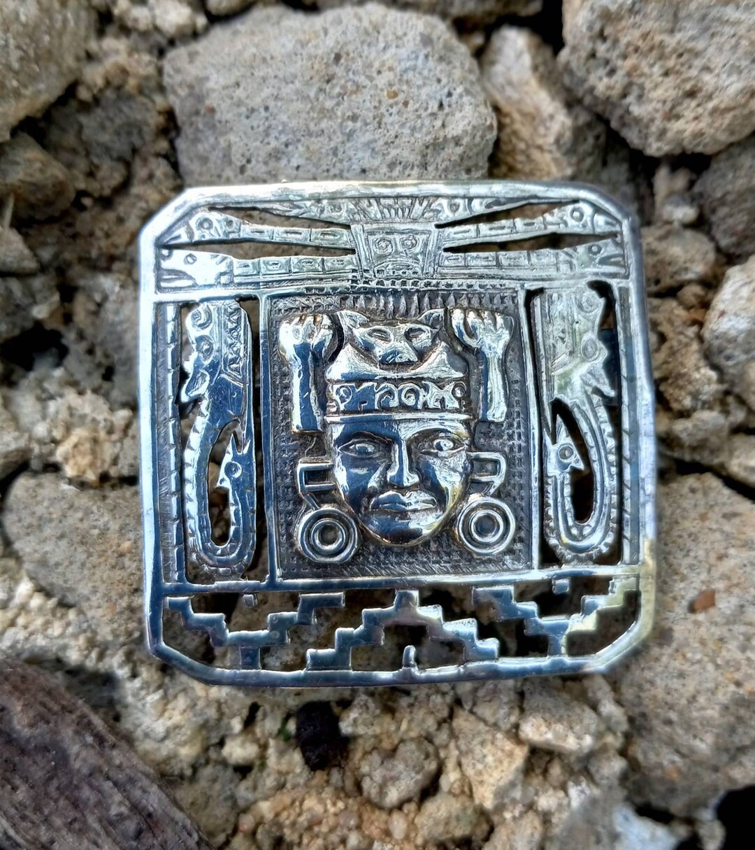 Vintage Sterling Silver Pin, South American Diety, 925 Peru, Inca ...