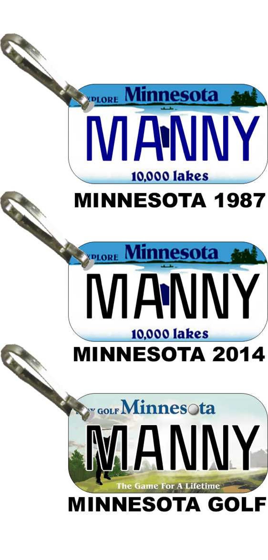 Personalized Minnesota Replica License Plate Zipper Pull Overlaminated ...