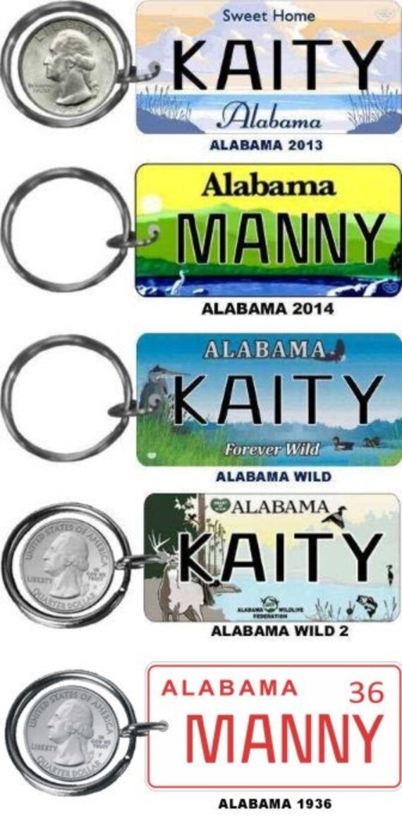 Personalized Alabama replica license plate keychain | Etsy