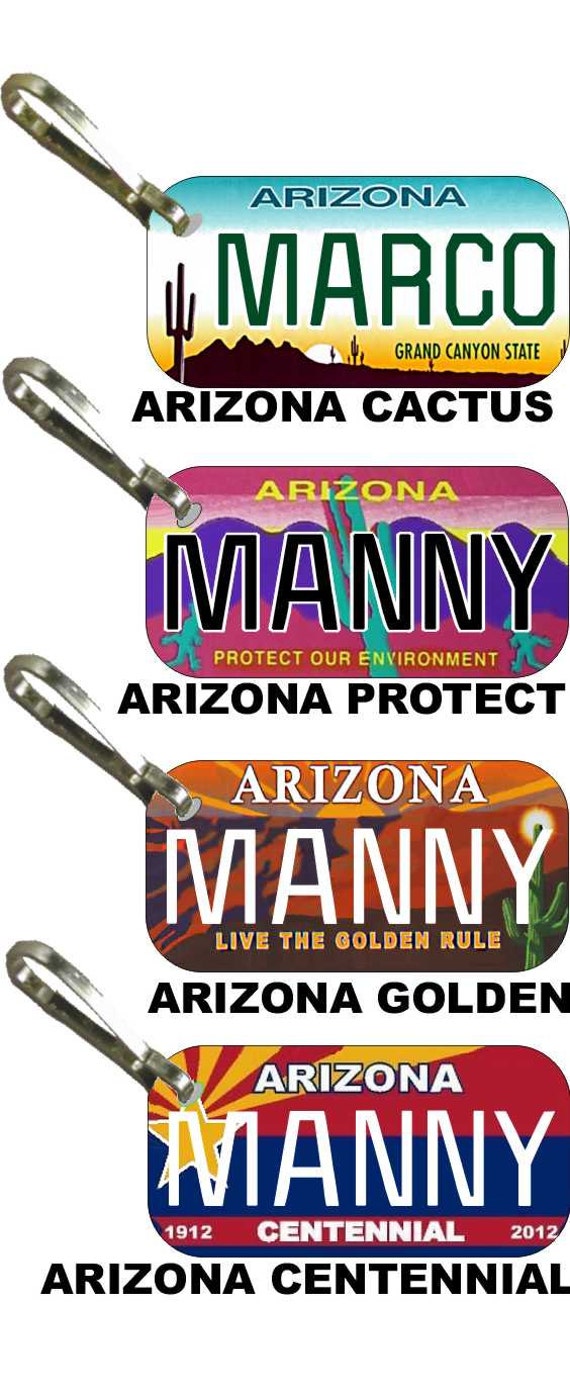 Personalized Arizona replica license plate zipper pull | Etsy