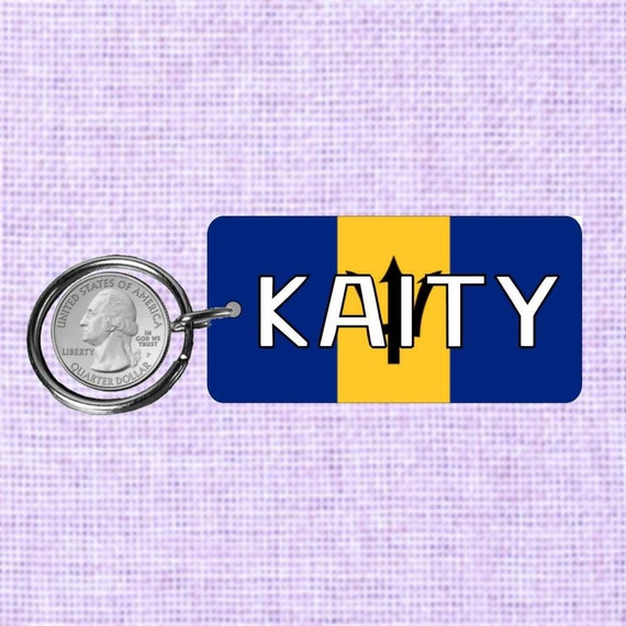 Personalized Barbados Country Flag Keychain | Etsy