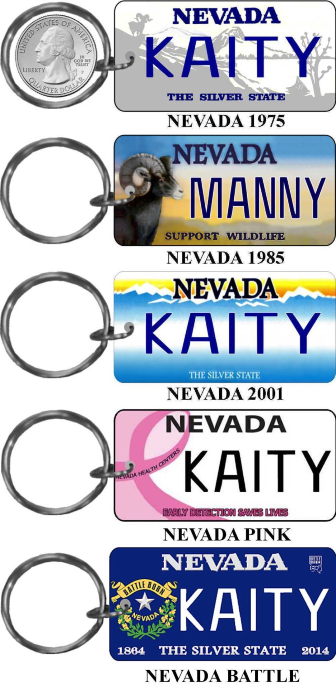 Personalized Nevada 1975, 1985, 2001 Pink Battle Replica License Plate ...