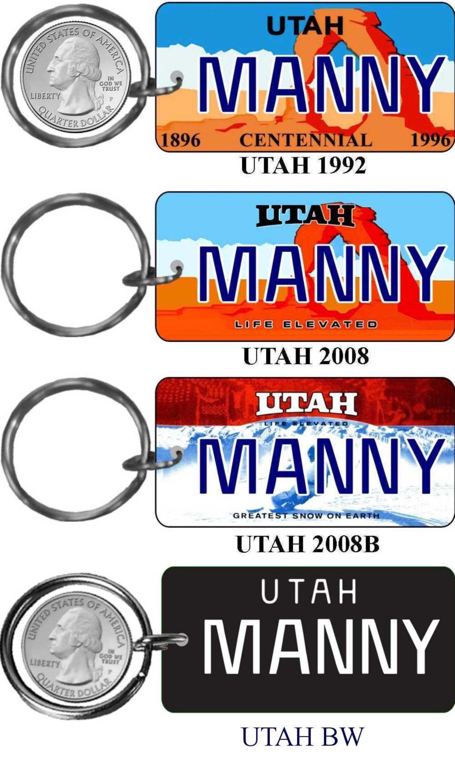 Personalized Utah 1992, 2008, 2008B Replica License Plate Keychain ...