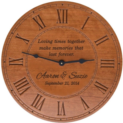 Loving Times Together .. Round Cherry Finish Wall Clock With - Etsy