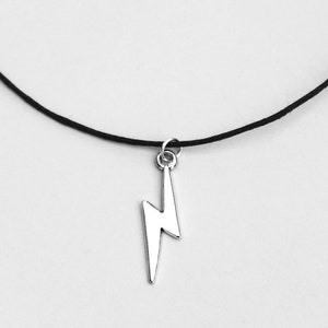Lightning Bolt Necklace // Silver Lightning Choker // Boho Layering ...