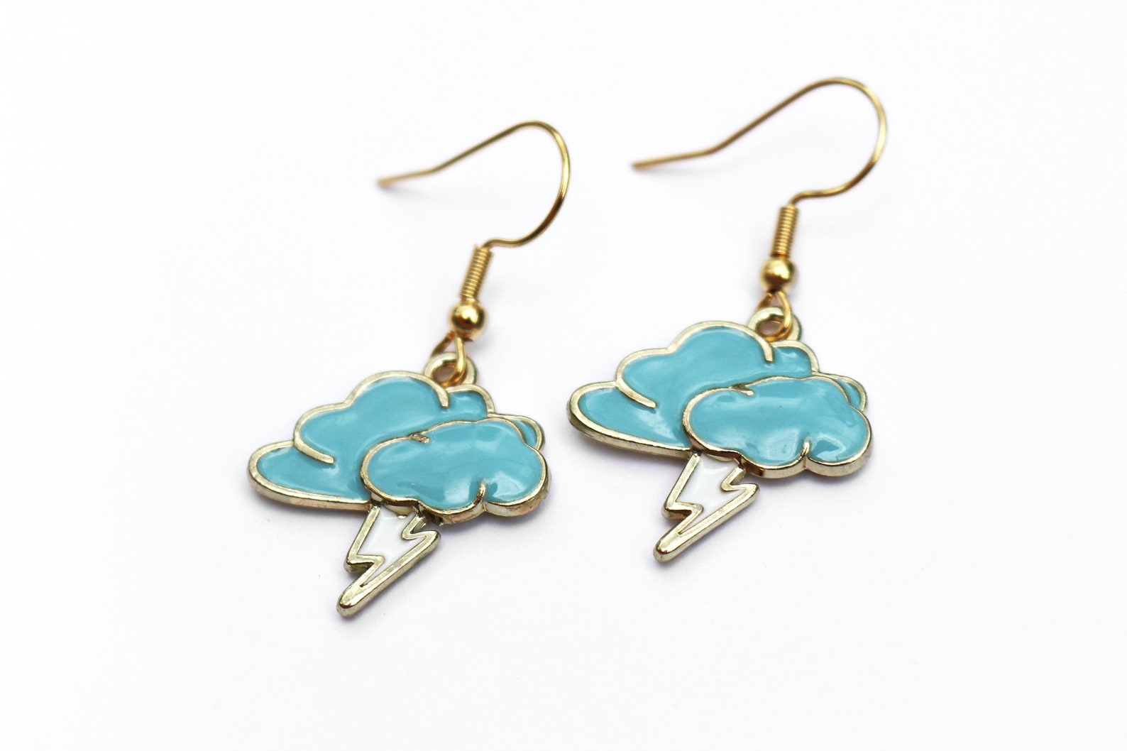 Pastel Storm Cloud Earrings // Blue Thunder Cloud Earrings // Lightning ...