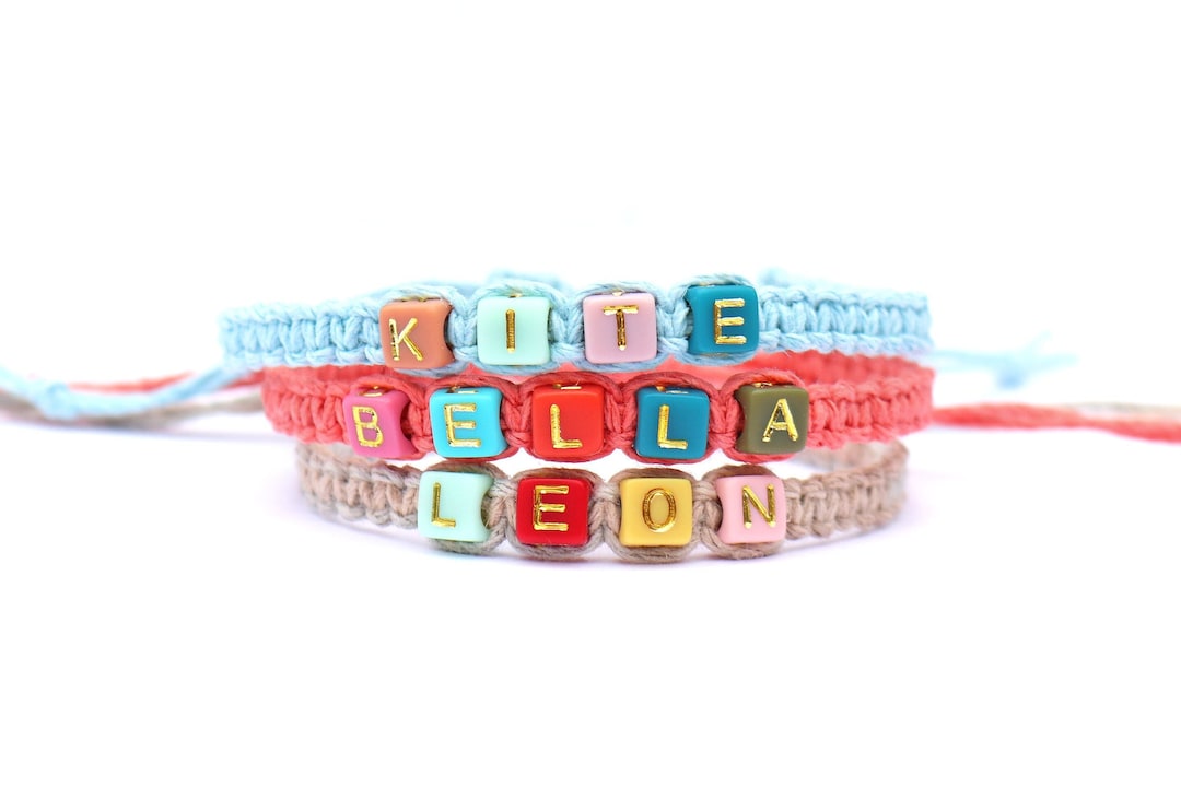Custom Colorful Name Bracelet / Personalized Multicolor Word Bracelet ...