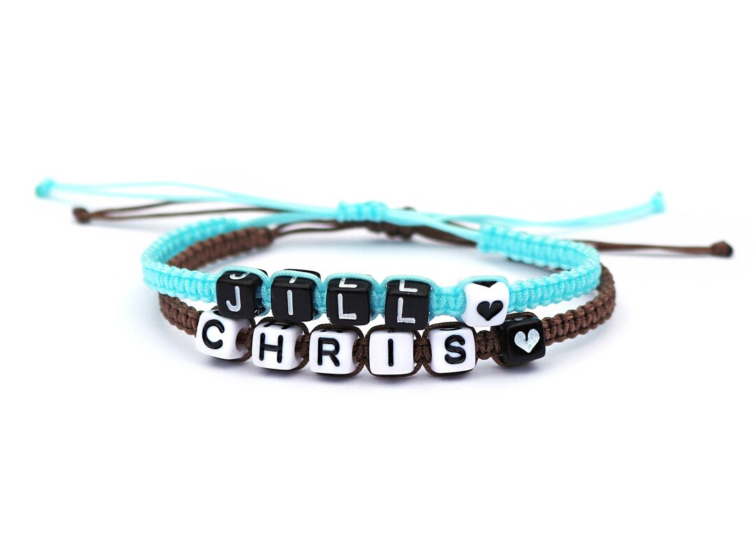 Set of 2 Custom Couple BFF Names Bracelet / Personalized Waterproof ...