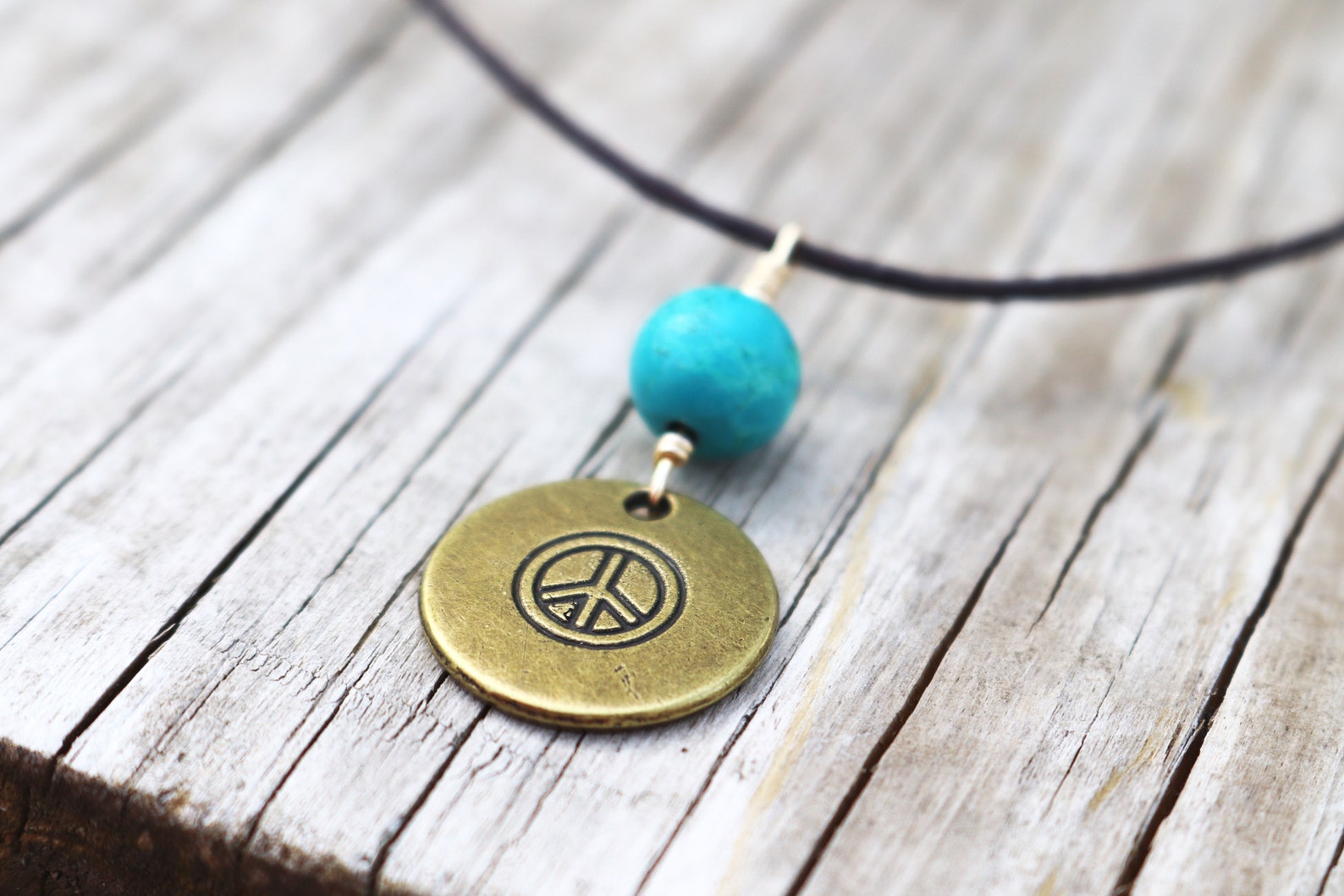 Peace Necklace // Unisex Peace Sign Necklace // Mens Surfer - Etsy