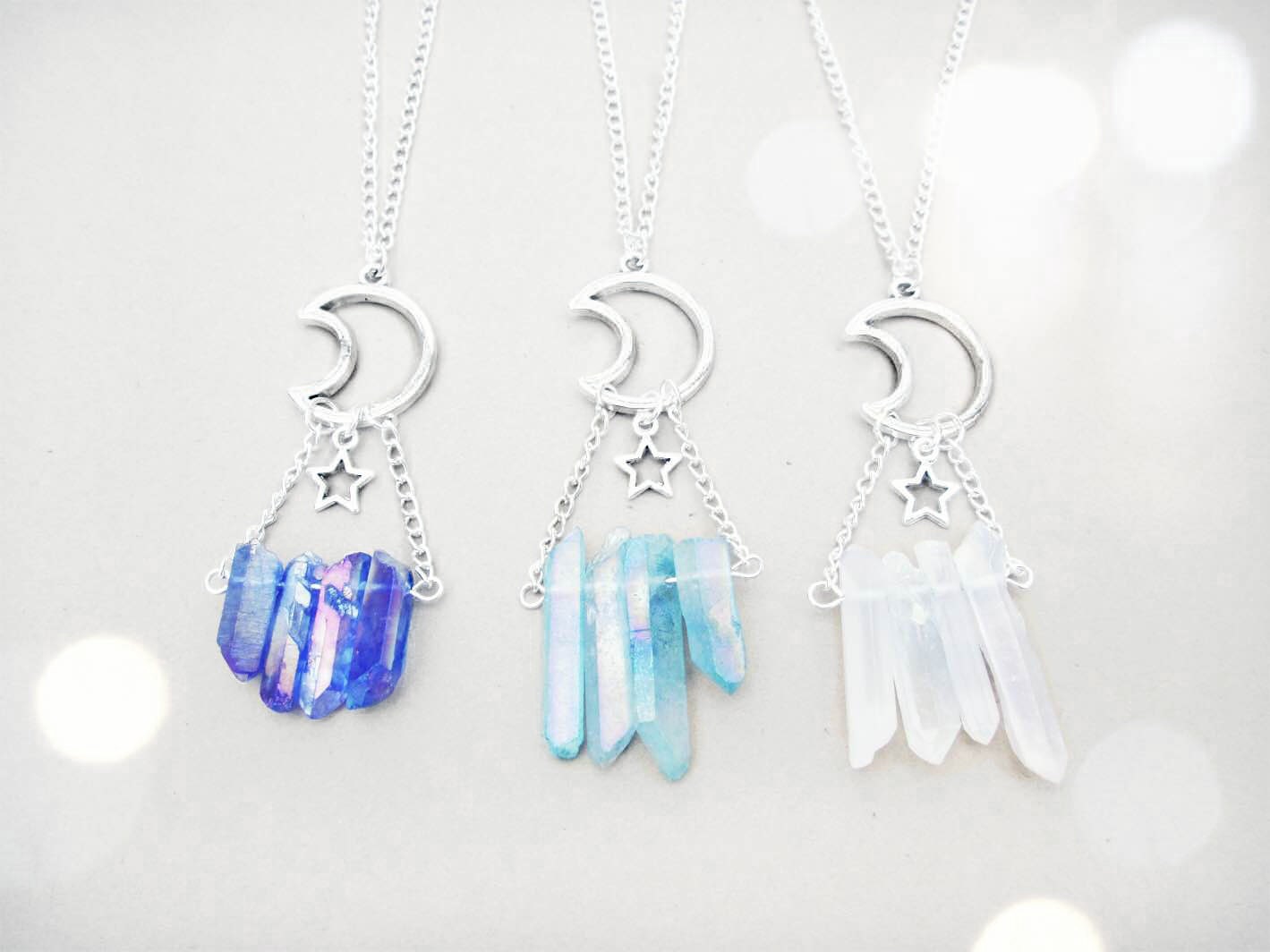 Pastel Goth Crystal Necklace // Moon Quartz Necklace // | Etsy