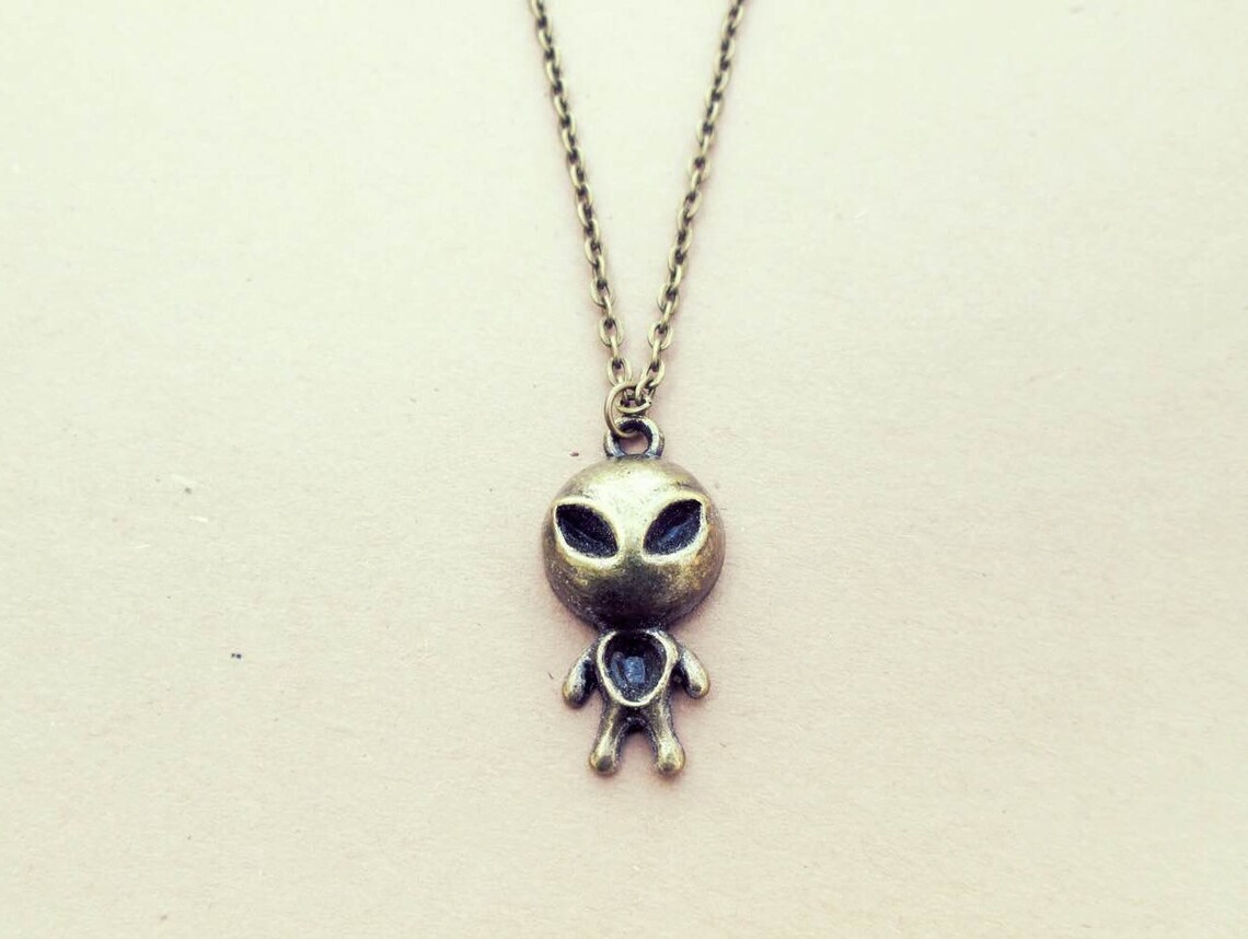 Alien Necklace // Grunge Hipster Cute Alien Charm Necklace // 90s Punk ...