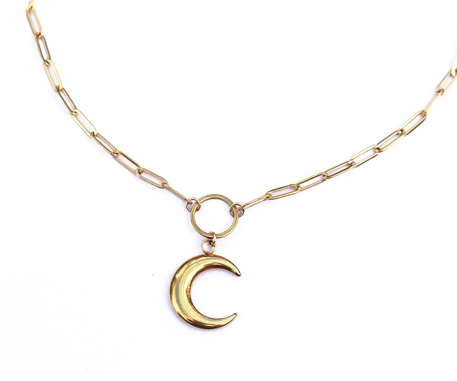 Crescent Moon Choker / Gold Moon Necklace / Minimalist Moon Choker ...