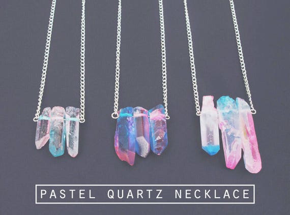 Pastel Quartz Necklace // Raw Crystal Necklace // Pastel | Etsy Australia
