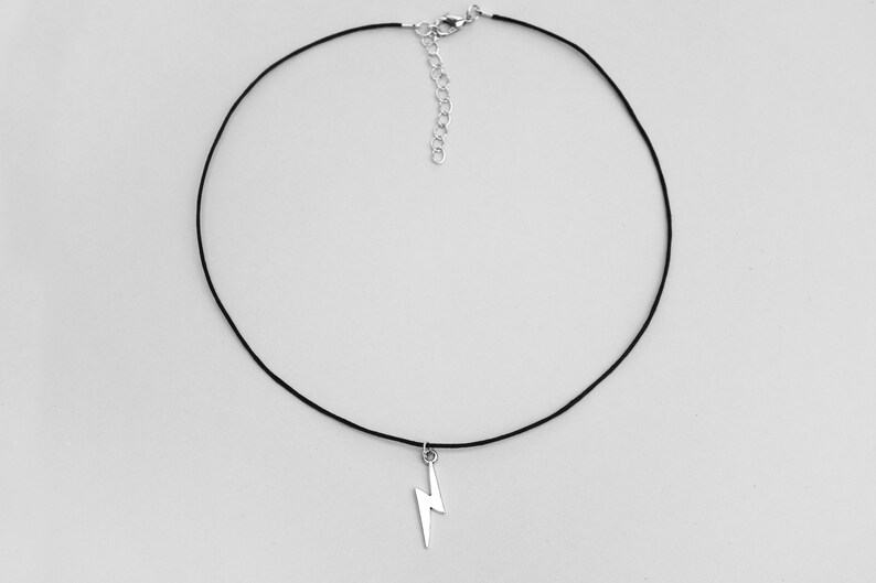 Lightning Bolt Necklace // Silver Lightning Choker // Boho | Etsy