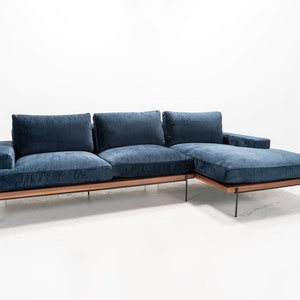 Modern Wood-rail Sofa Chaise - Etsy