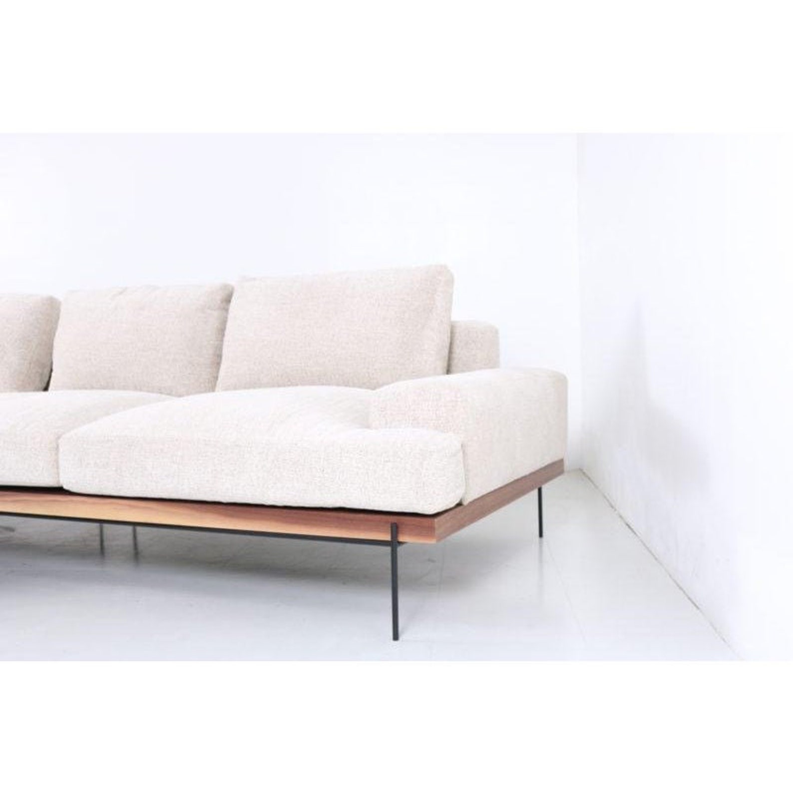 Modern Wood-rail Sofa Chaise - Etsy