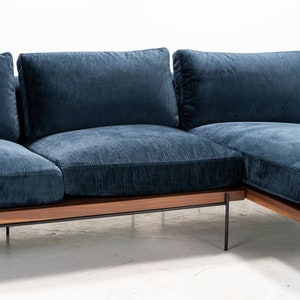 Modern Wood-rail Sofa Chaise - Etsy