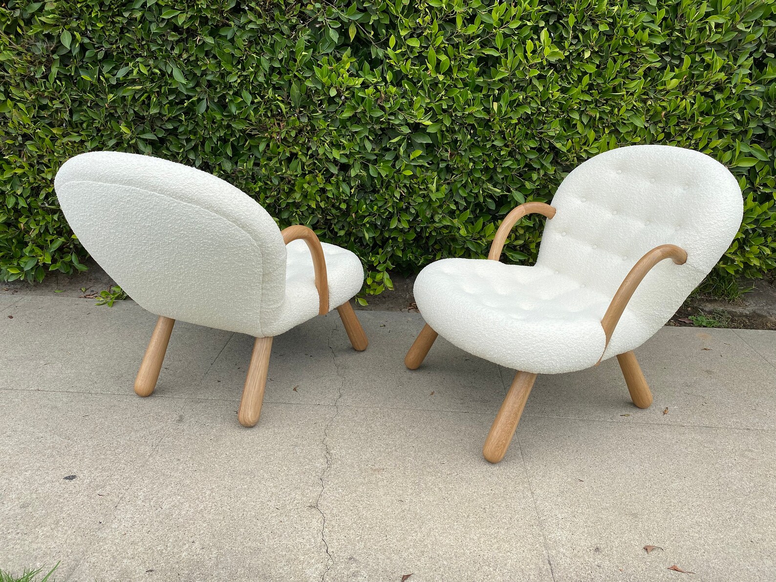 Philip Arctander Style "clam" Armchairs Boucle Fabric- Pair - Etsy