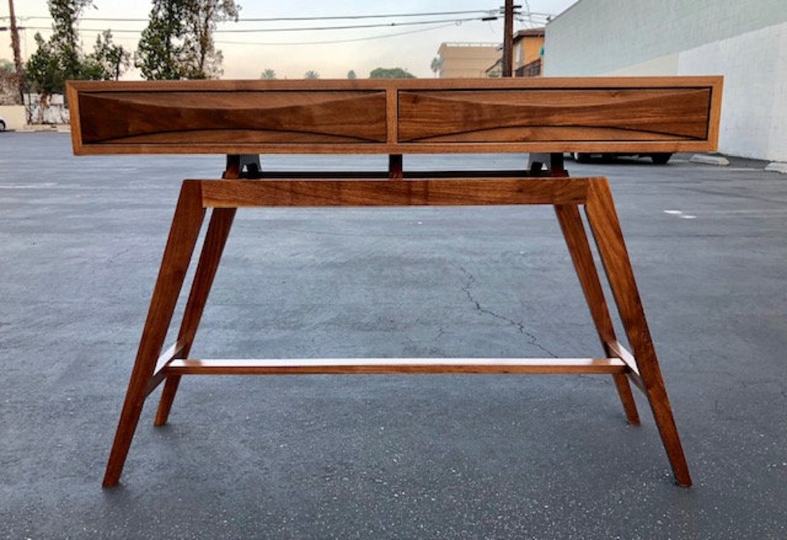 Mid Century Style Walnut Entry Table - Etsy
