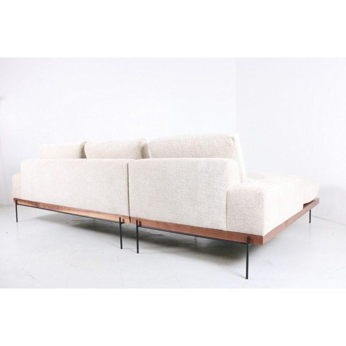 Modern Wood-rail Sofa Chaise - Etsy