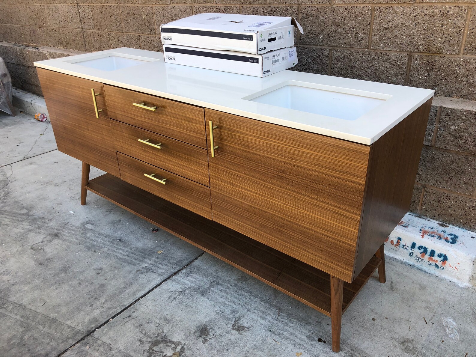 72 Mid Century Streamline Bathroom Vanity | Etsy