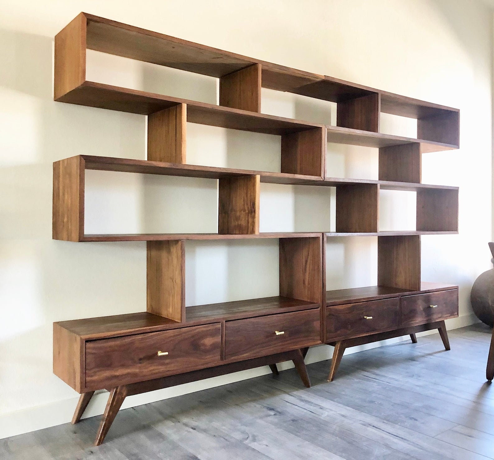 Pair / Hand Crafted 36 & 48 Walnut staggered Bookcase Custom Listing ...