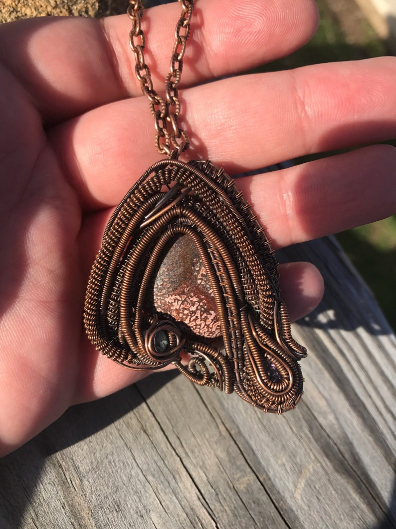 Dinosaur Bone Fossil Amethyst and Blue Topaz Wire Wrapped - Etsy