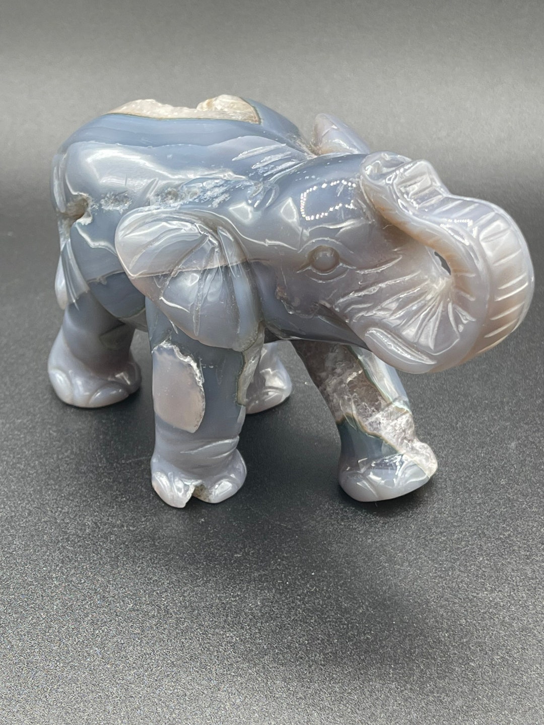 Lucky Elephant Hand Carved Agate Geode Healing Crystal Good Luck 1007 ...