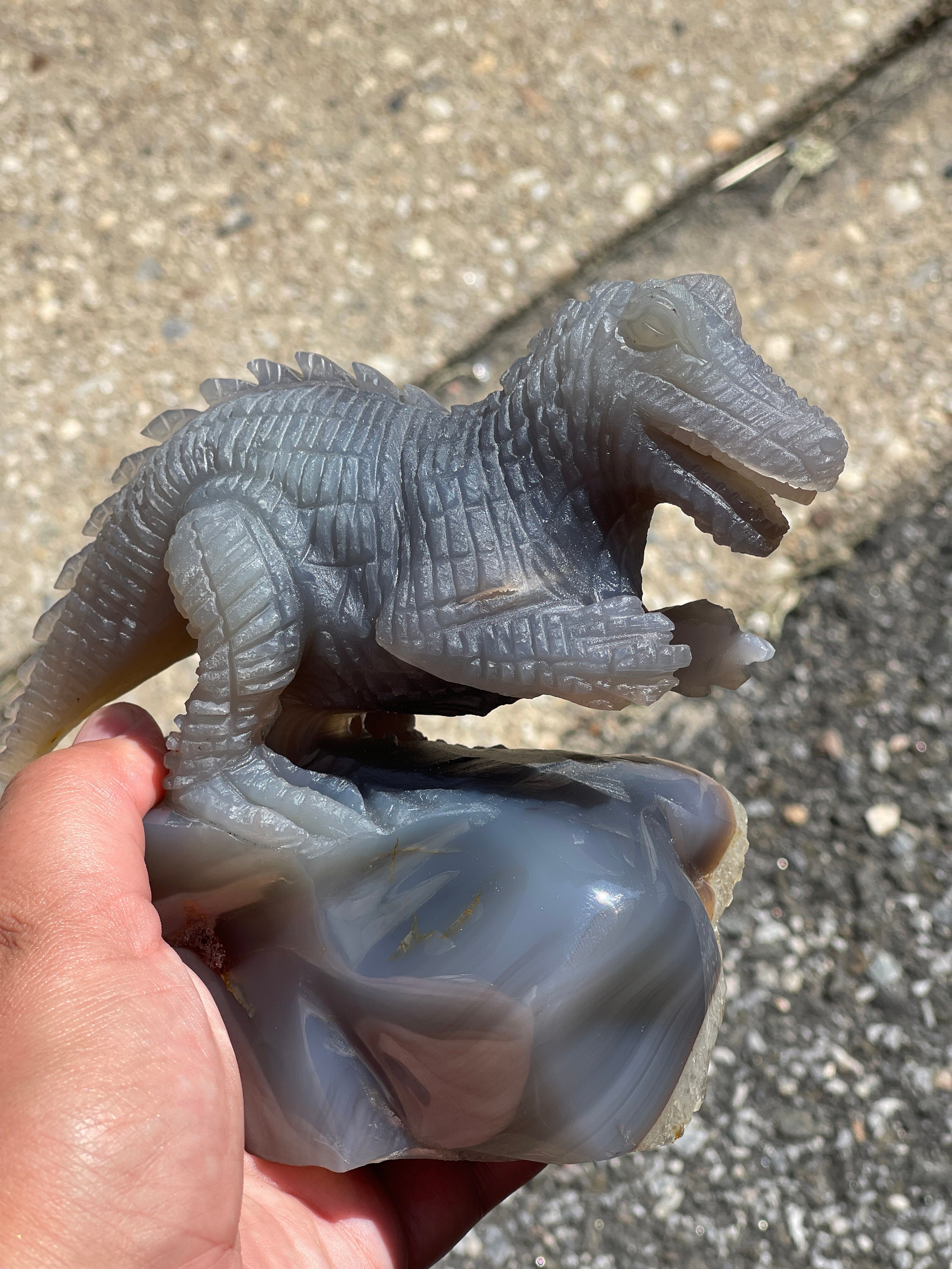 Hand Carved Tyrannosaurs Rex Dinosaur Crystal Agate Geode Quartz ...