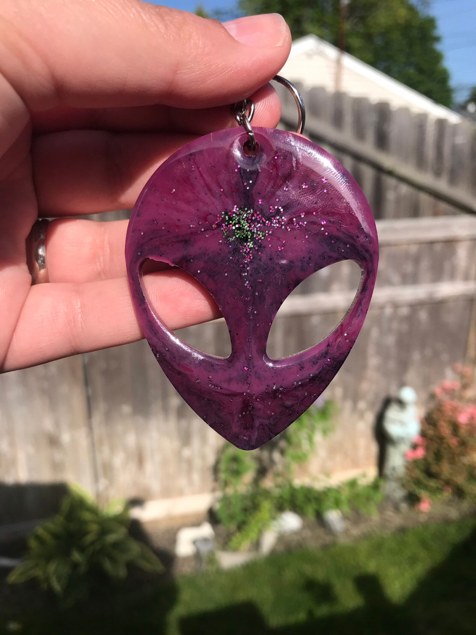 Cosmic Magenta Glitter Alien Keychain Star Being - Etsy