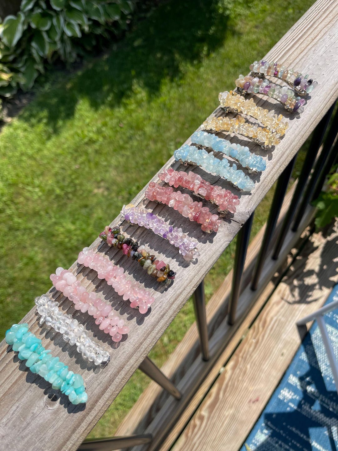 Crystal Beaded Hair Clip Barrett Snap Clips Genuine Natural Gemstone ...
