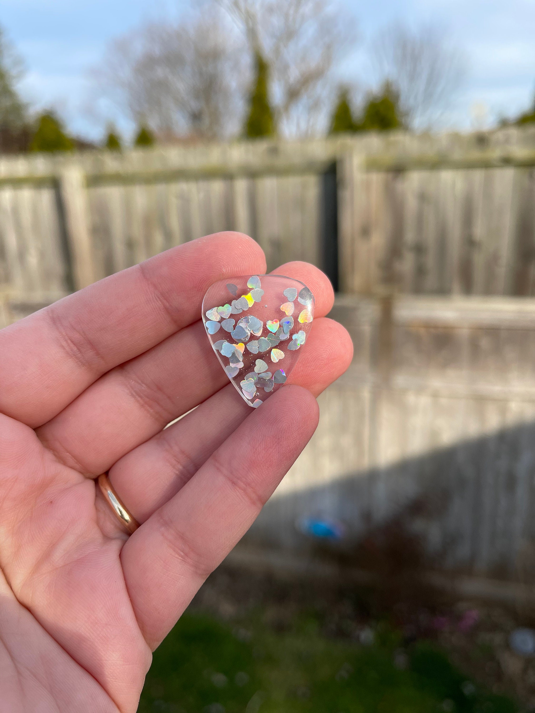 Silver Glitter Heart Guitar Pick Made to Order - Etsy Ireland