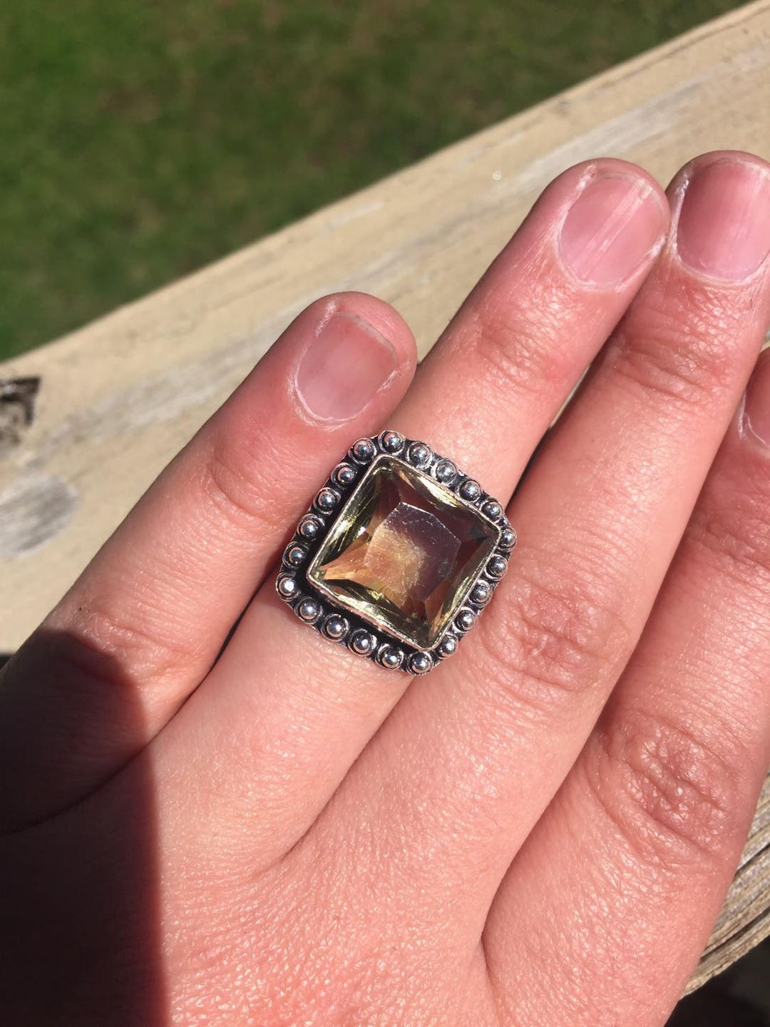 Citrine Sterling Silver Paste Glass 1930's Bezel Set Ring - Etsy
