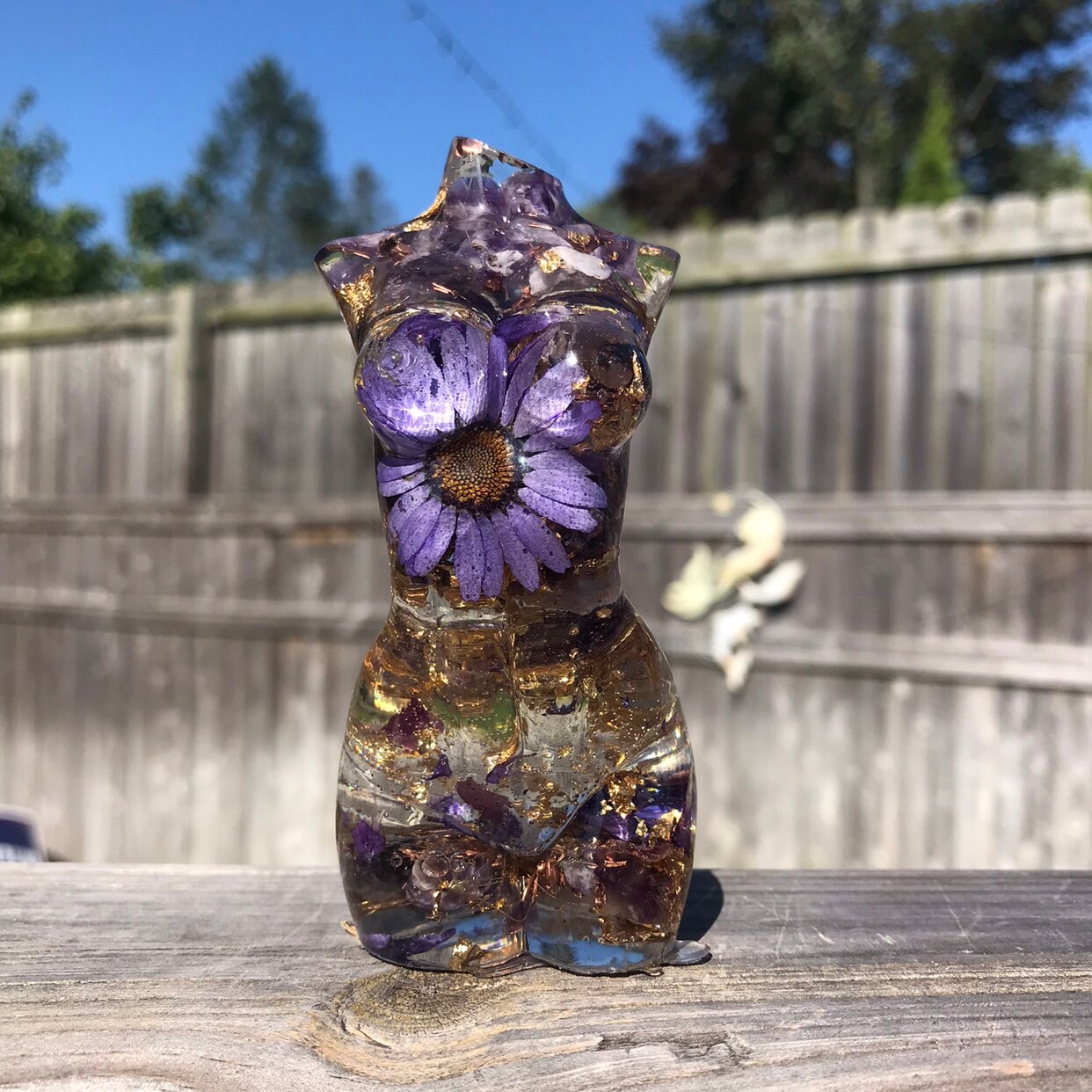 Handmade Resin Statue Amethyst Earrings Female Torso Curvy Goddess ...