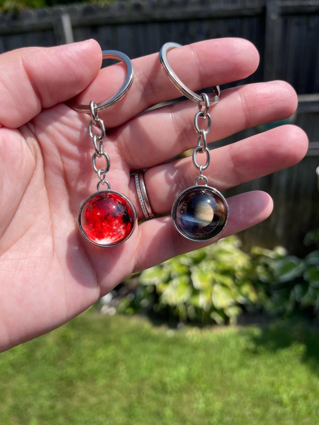 Planet Keychain Glass Crystal Orb Satern Mars 1201 - Etsy